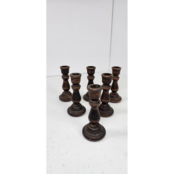 Wooden Ships | Accents | Vintage Wooden Minismall Candlesticks 3 Tall ...